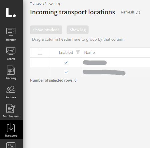 Incoming Transport Locations (overview)