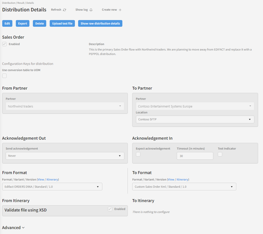 Distribution detail page