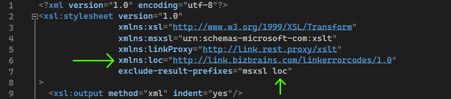 Embedding error code definitions in Xslt files