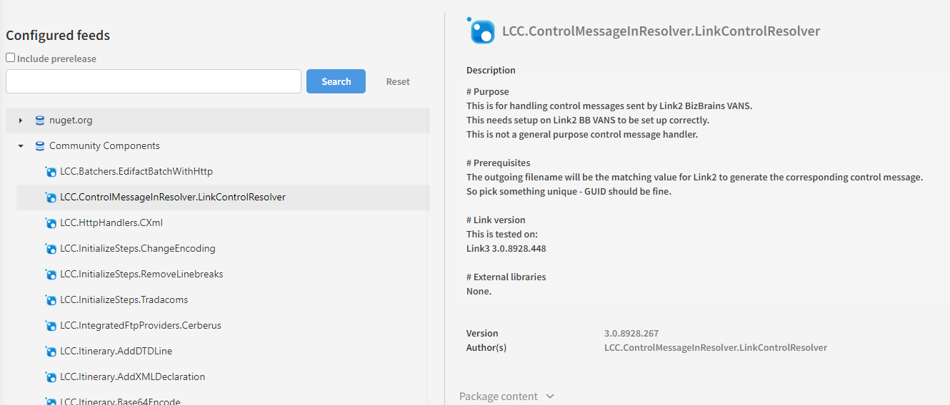 Using NuGet Feeds to Install Link Components